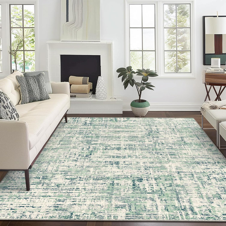 17 Stories 8x10 Machine Washable Rug, Large Abstract, Soft Low-Pile ...