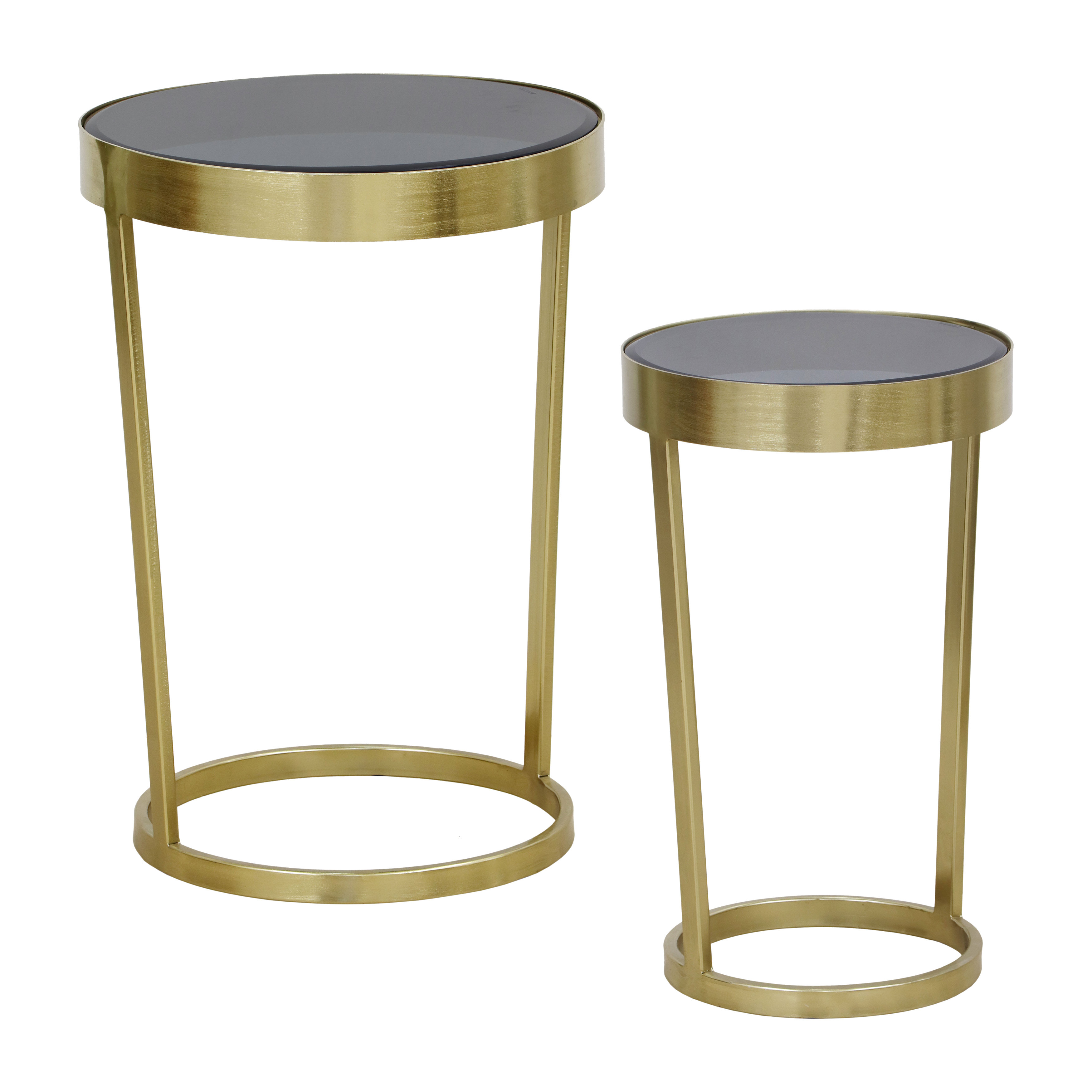 Everly Quinn Set of 2 Iron and Glass Square Side Tables, Chic Metal ...
