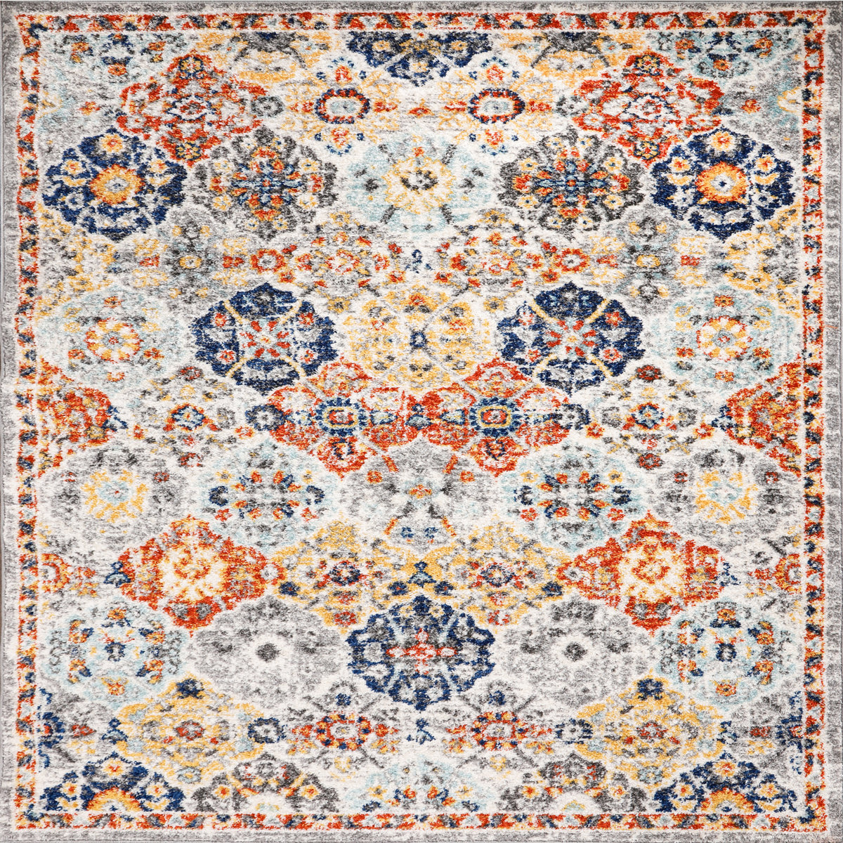 Bungalow Rose Drogo Oriental Orange/Navy/Gray Area Rug | Wayfair