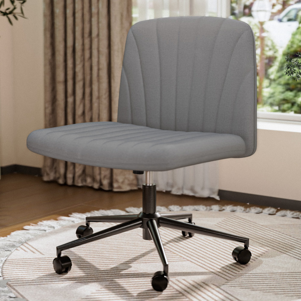 Latitude Run® Damar Armless Criss Cross Legged Desk Chair With Tufted ...