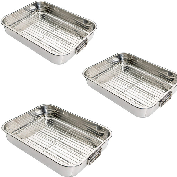 Belfry Kitchen Stainless Steel Roasting Trays Oven Pan Dish Baking ...