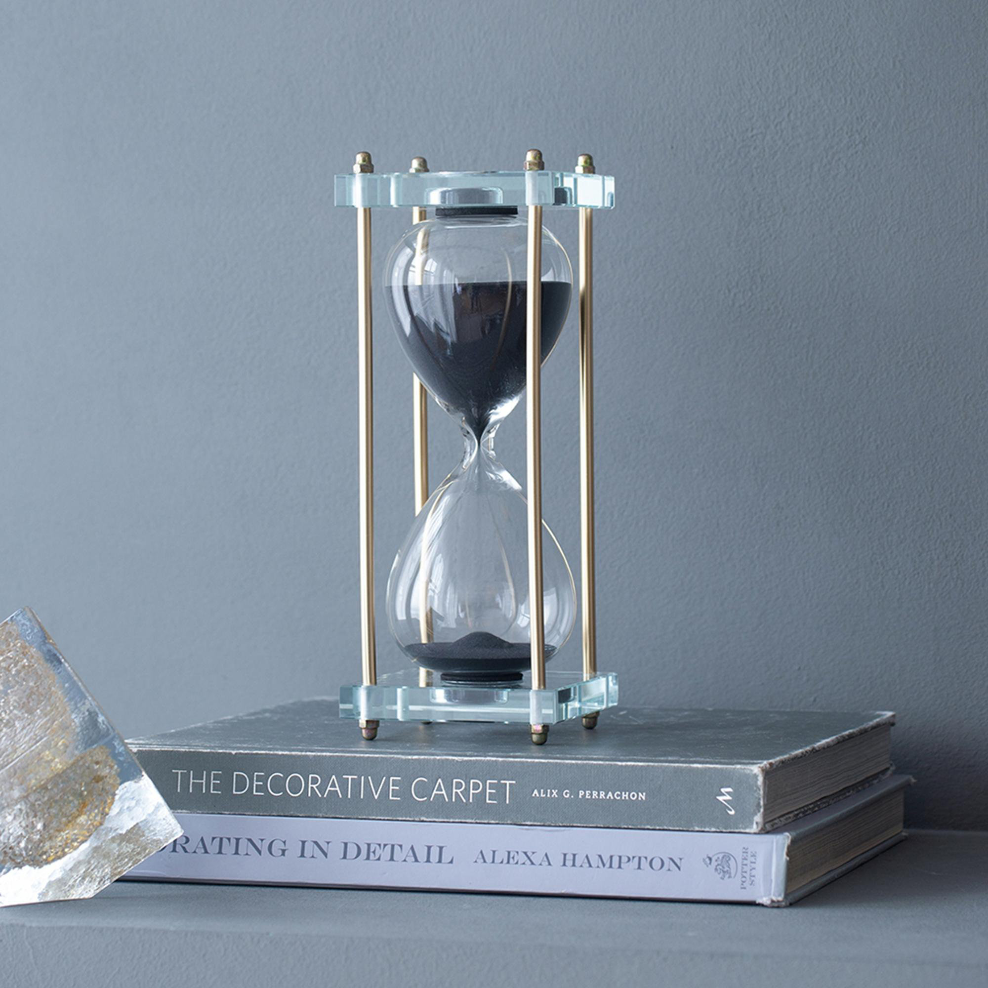 Mercer41 3x3x10" Black Hourglass, Framed with Crystal Stand, 30min ...