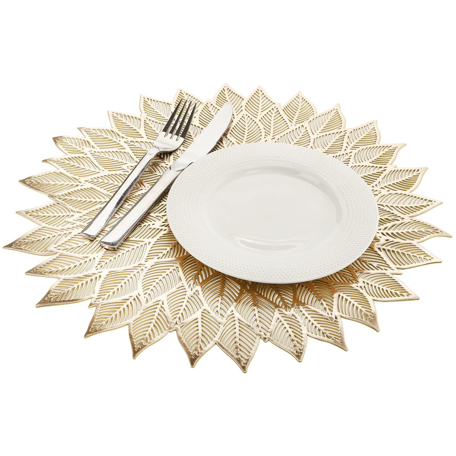 UZOPAL 12-Pack Gold Pressed Vinyl Placemats | Wayfair