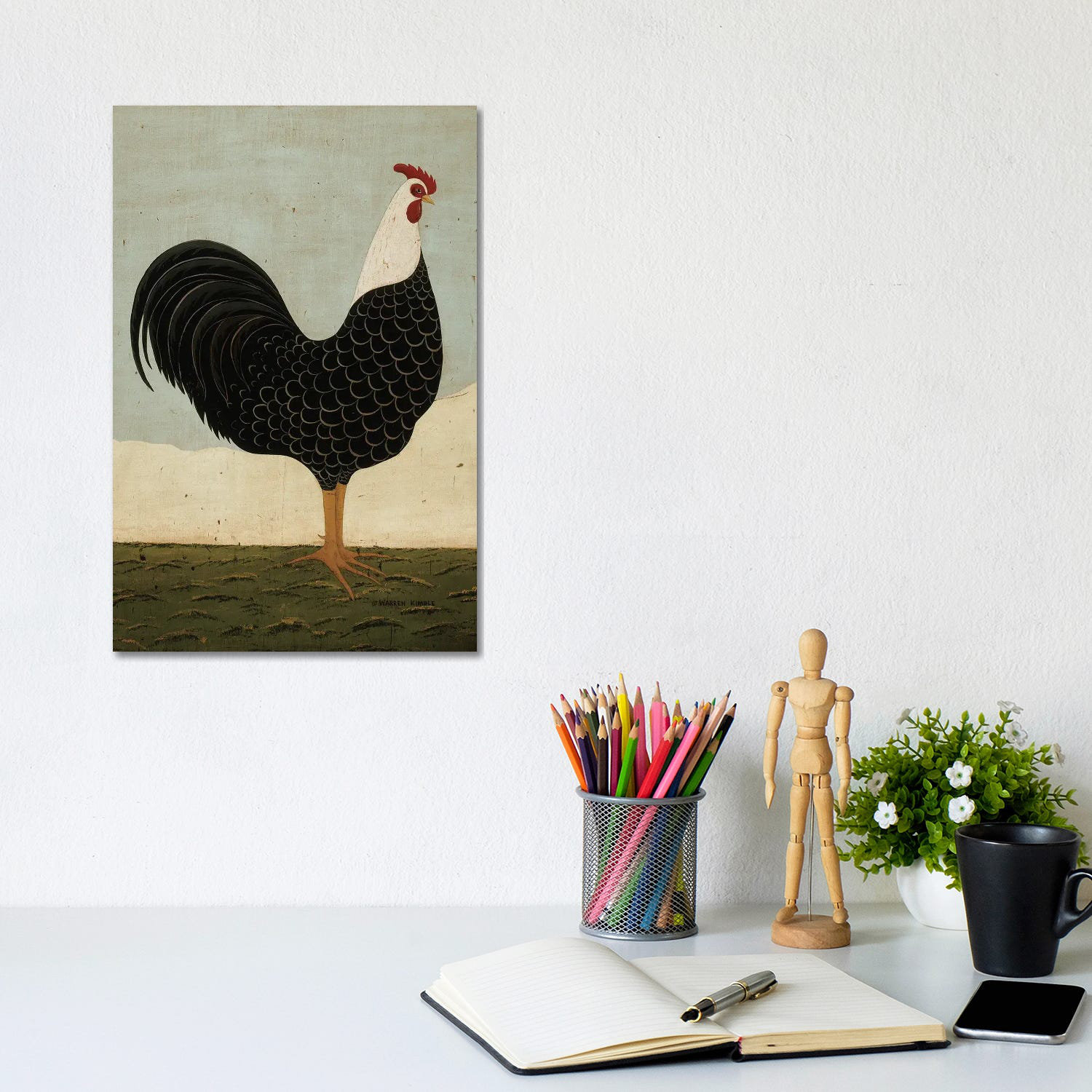 One Allium Way® Rooster Facing East - Wall Art Print | Wayfair