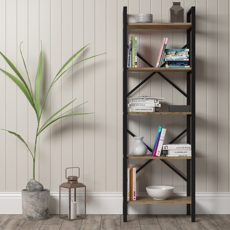 17 Stories 71'' H Metal Etagere Bookcase Tall Book Shelf | Wayfair