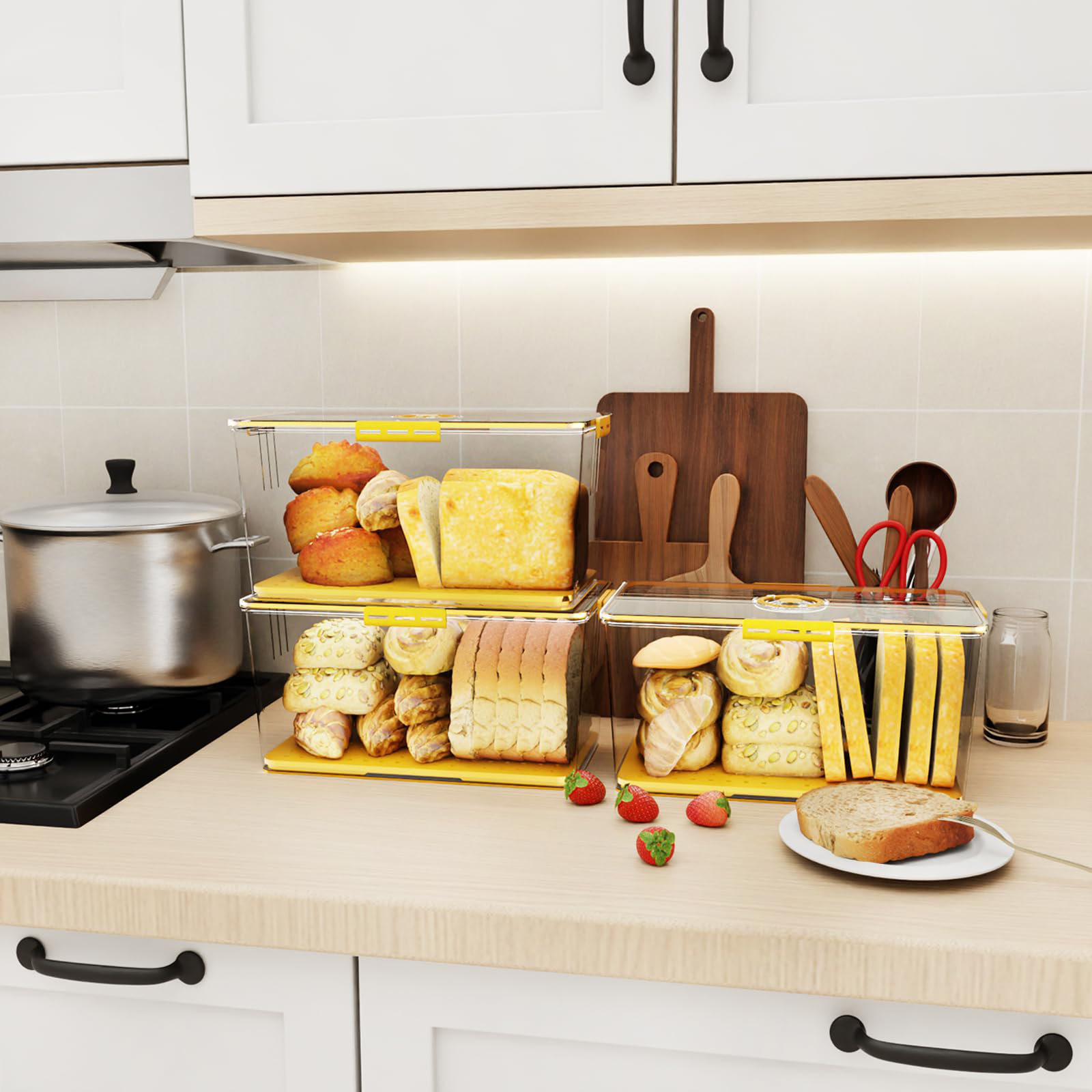 Everly Quinn Airtight Extra Large Bread Box For Kitchen Countertops ...