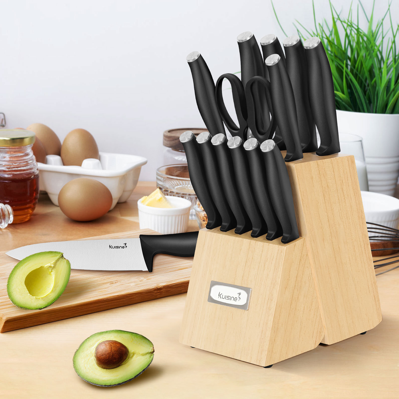 Kuisine Kitchen Knife Set Razor Sharp Stainless Steel Cutlery Set Chef ...