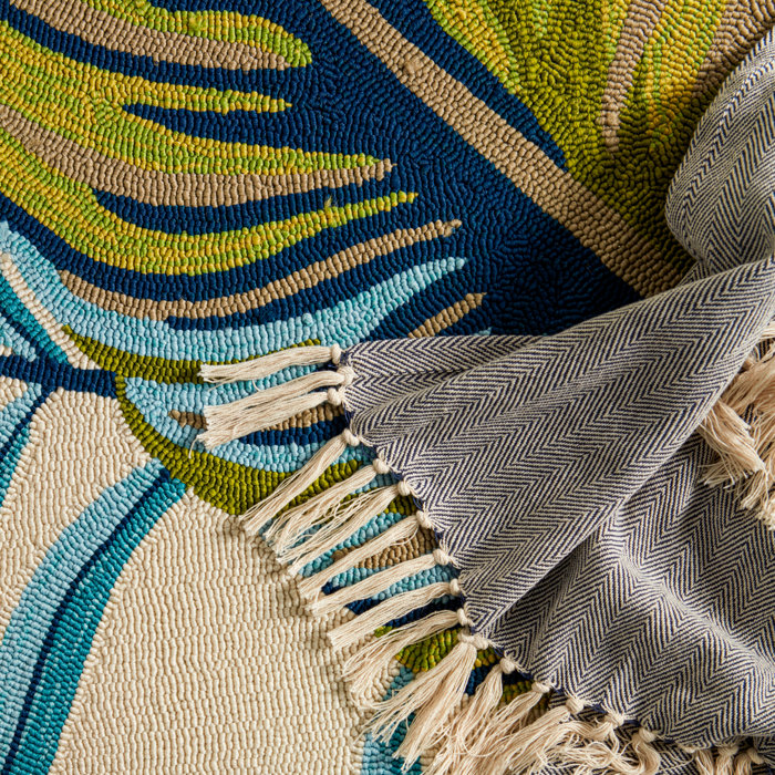 Beachcrest Home Croyd Handmade Hand Hooked Blue Indoor/Outdoor Rug ...