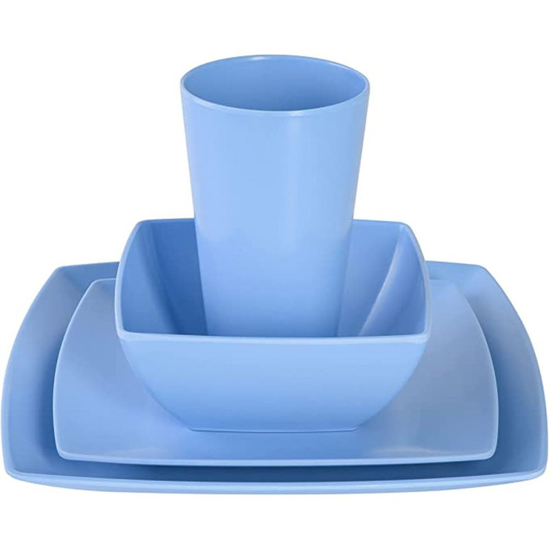 Gibson Home 16 Piece Melamine Dinnerware Set in Blue | Wayfair