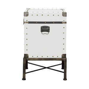 17 Stories Klowi Accent Trunk with Nailhead Trim in White | Wayfair