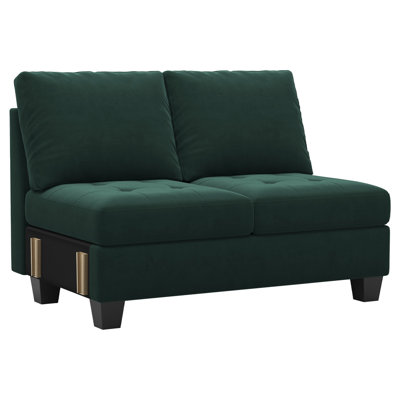 Mercer41 Velvet Long 2-Seat Module For Modular Sofa Sectional Couch ...