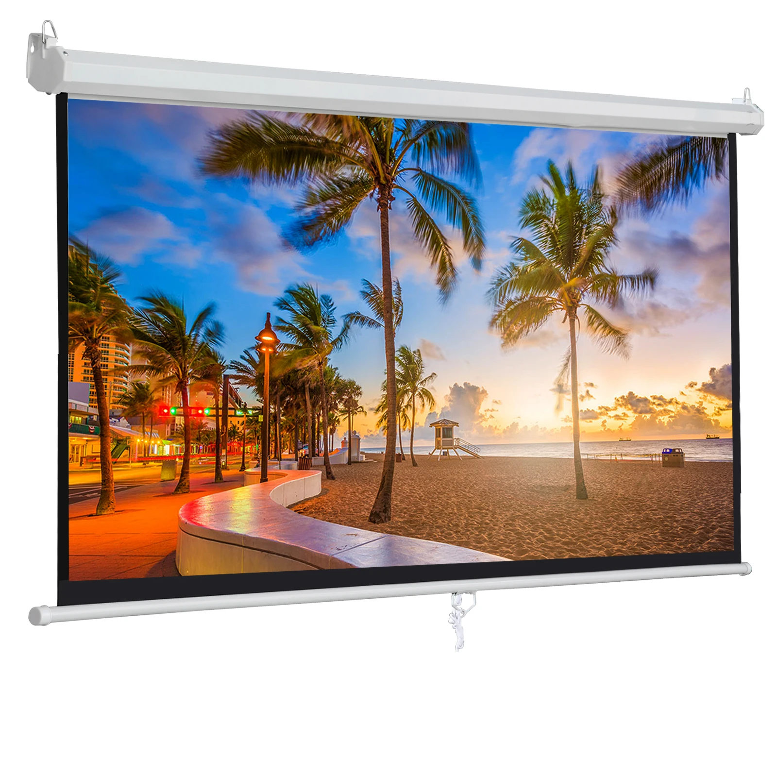 SENY 100 Inch 16:9 Manual Pull Down Projector Projection Screen Home ...