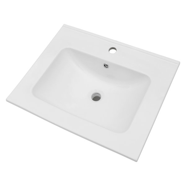 Skyline White Single Faucet Hole Drop In Bathroom Sink Ceramic Bathroom ...