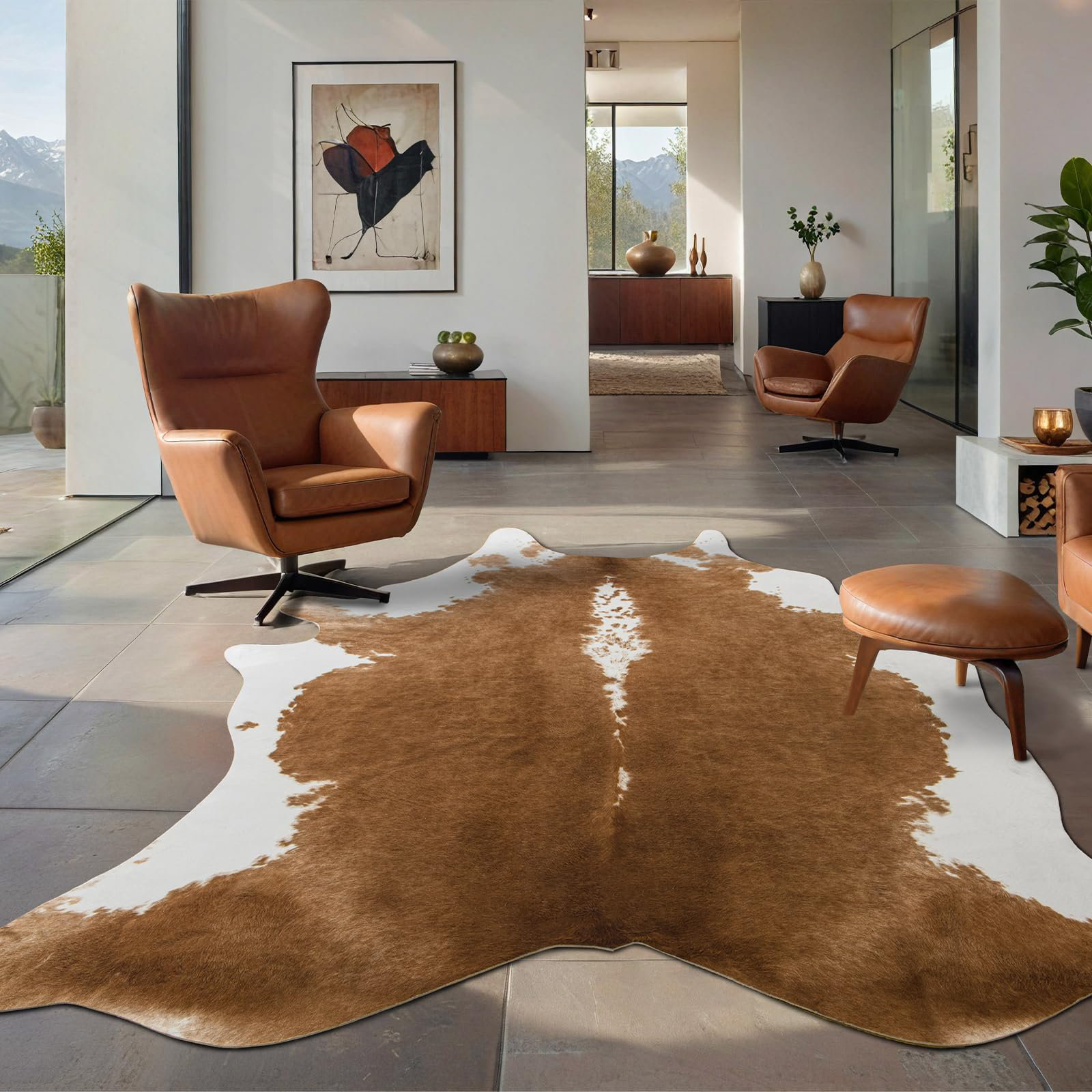 Loon Peak® Premium Rug Accent Western Rug 4.6X5.2Ft Hide Rug Rustic ...