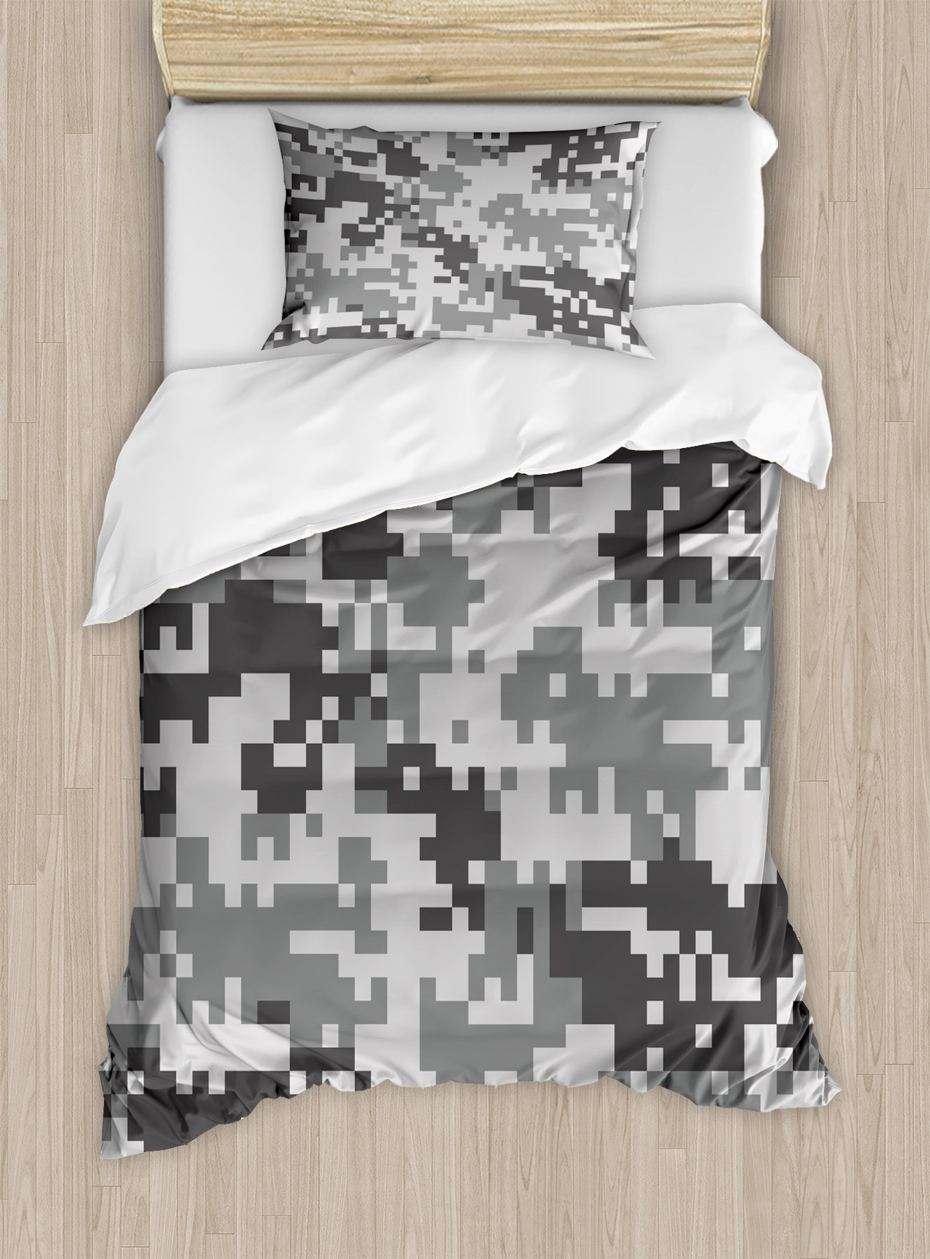Ambesonne Gray Camouflage 3 Piece Duvet Cover Set | Wayfair