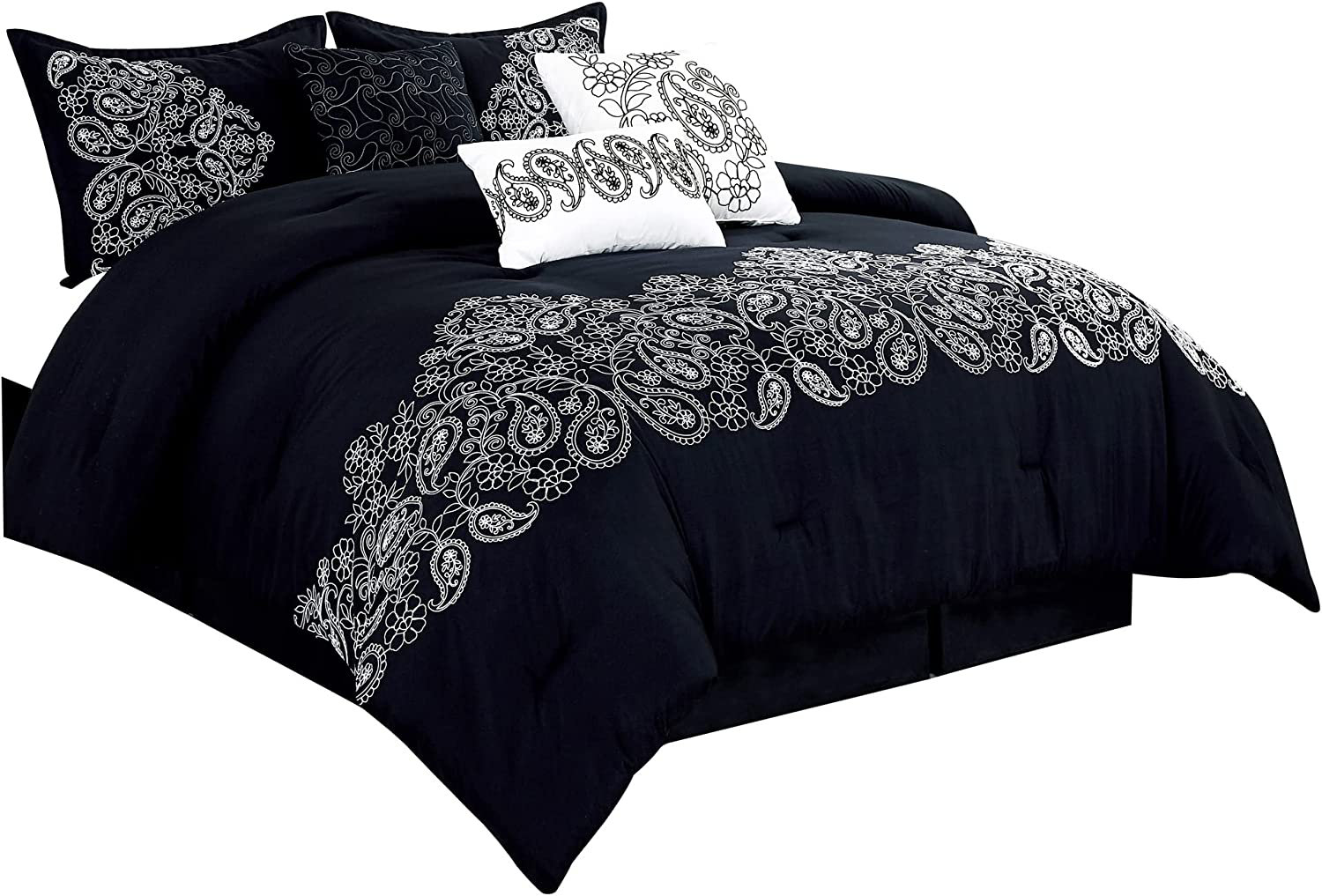 Chezmoi Collection 7 Piece Paisley Embroidered Comforter Set & Reviews ...