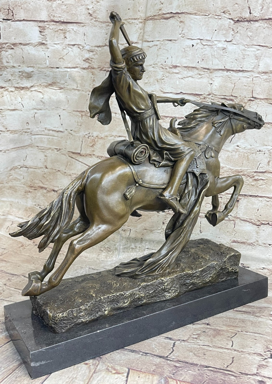 Bloomsbury Market Arabian Arab Warrior On Horseback Bronze Statue ...