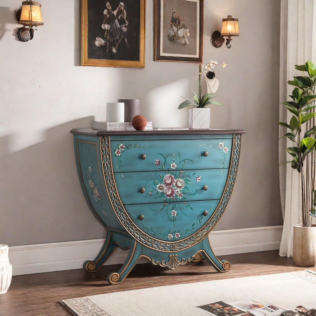 NICECABINET Retro Hand-Painted Solid Wood Accent Chests | Wayfair