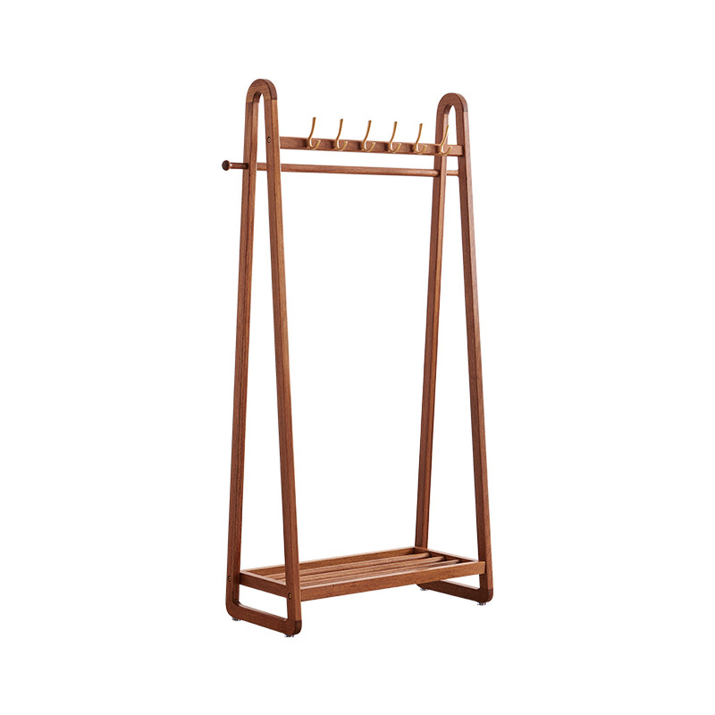 Brass Foam Brown Minimalism Begonia Solid Wood Clothes Rack | Wayfair