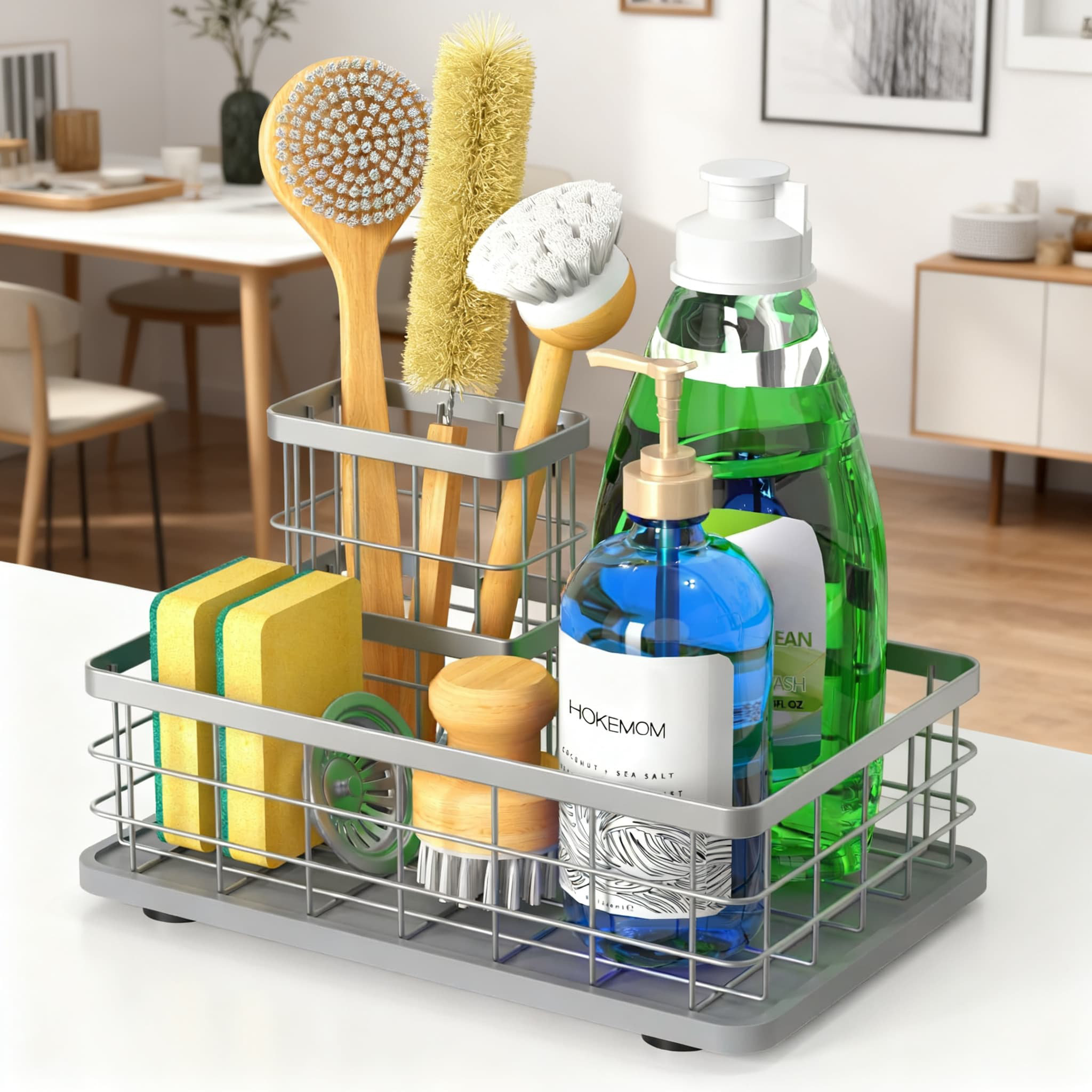 cangbaoge Large Family-Sized Kitchen Sink Sponge And Brush Holder With ...
