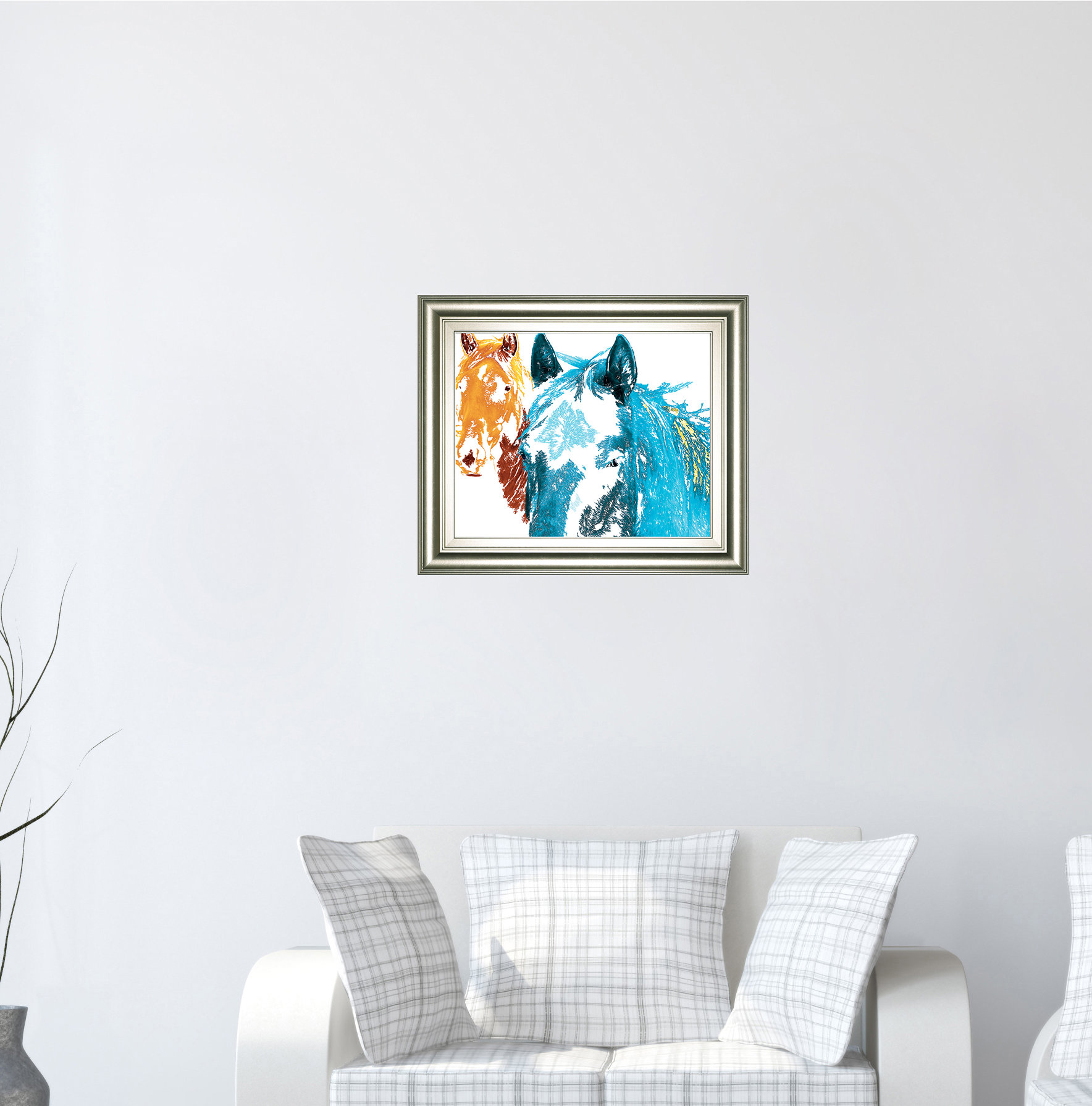 Gracie Oaks Equine Contrast Wall Art - 22" x 26" - Silver Frame | Wayfair