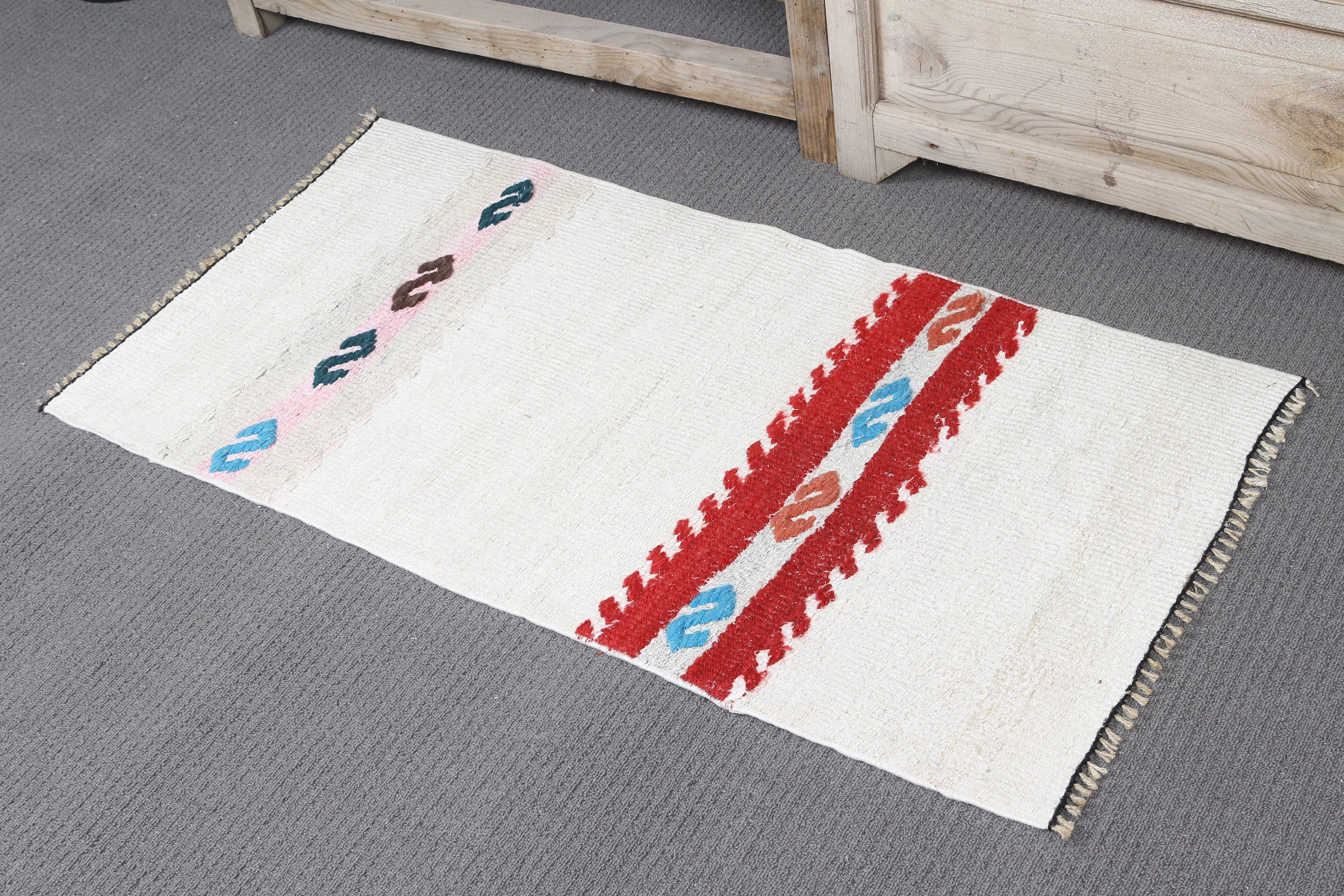 Winston Porter Small Vintage Flat Weave Kilim Rug in Turkish Anatolian Style for Entryways ...