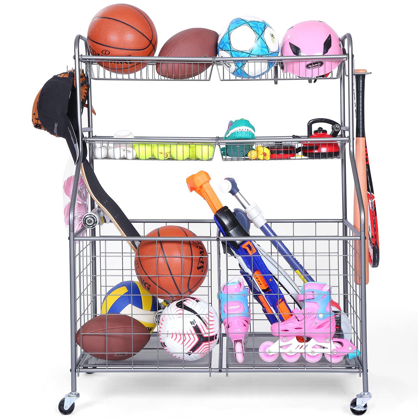 Rebrilliant Nerf Gun Organization On Wheels For School, Garage, Black ...