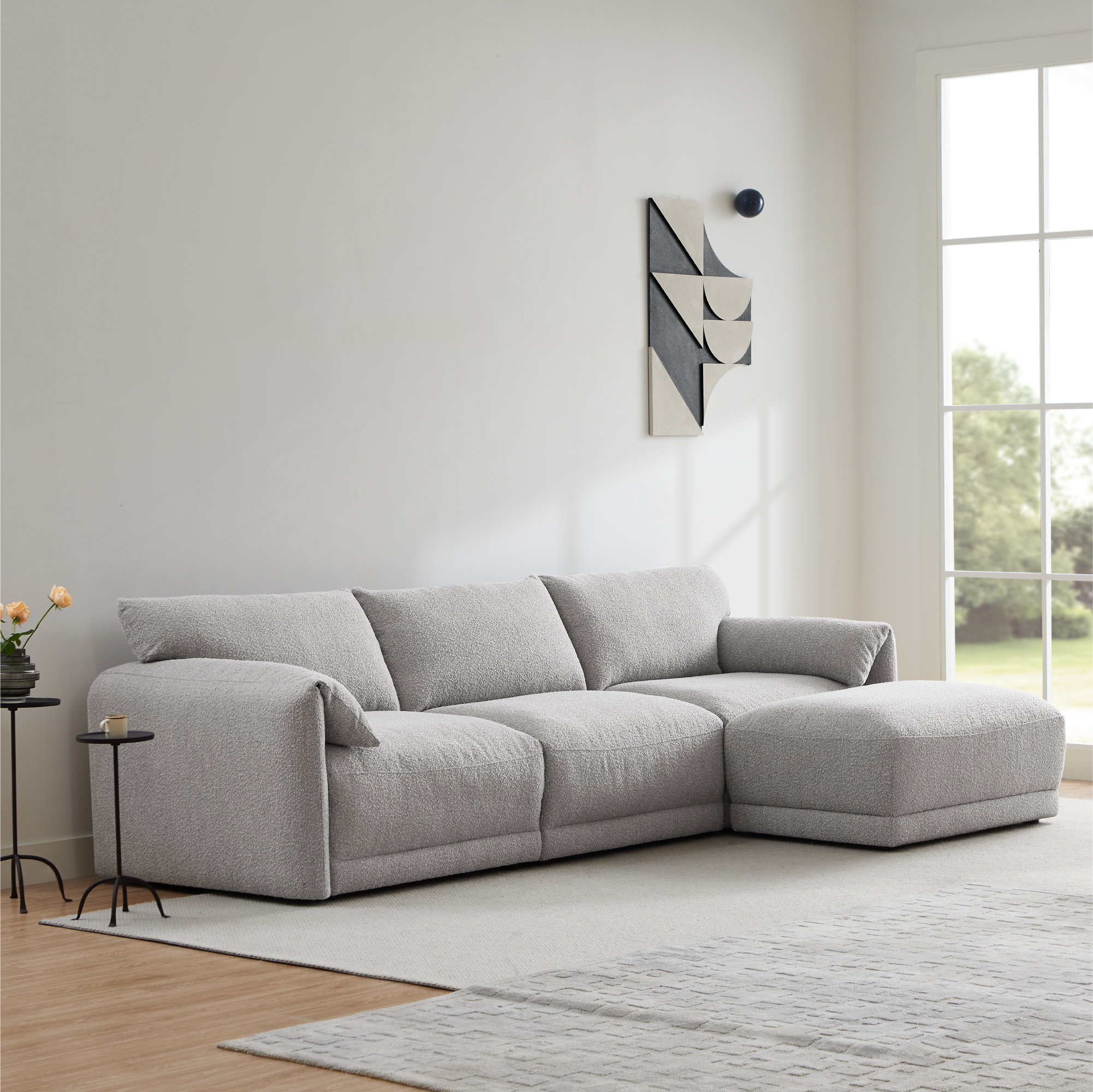 Wade Logan® Bodhild 115.7'' Boucle 4 - Piece Modular Sectional with Ottoman & Reviews | Wayfair