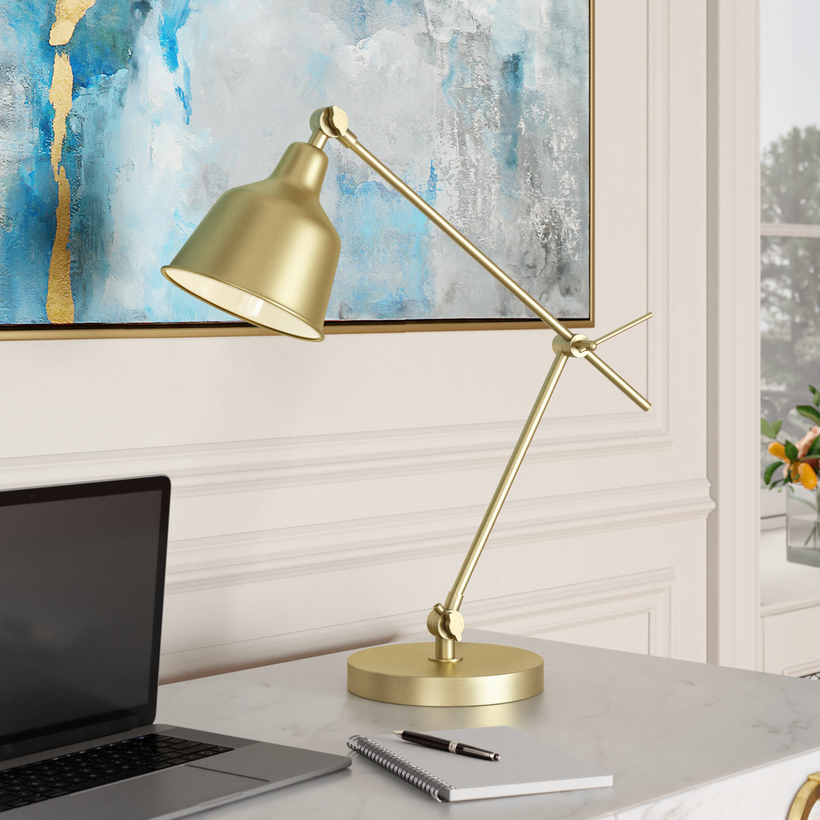 Willa Arlo™ Interiors Sally 23.07" Brushed Brass Desk Lamp | Wayfair