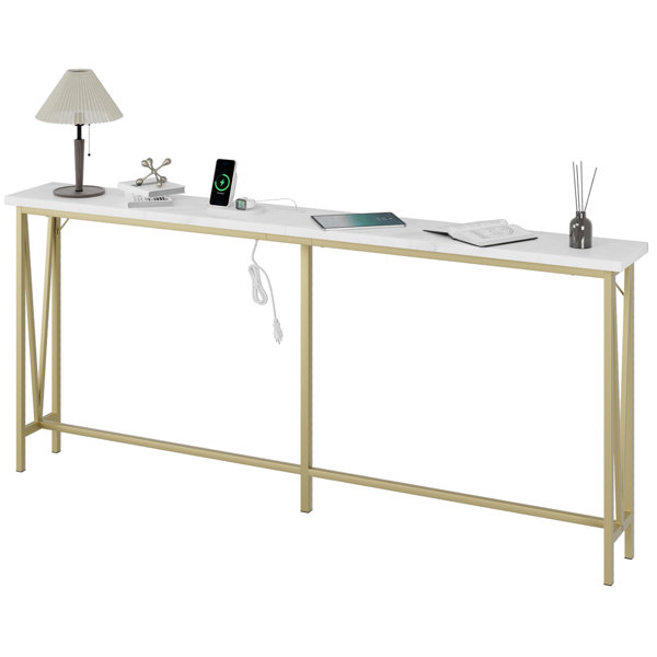 17 Stories Rustic Console Table With Power Outlets & Reviews | Wayfair