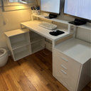 Ebern Designs Ravleen 66'' W L-Shaped Computer Desk with Cube Shelves ...