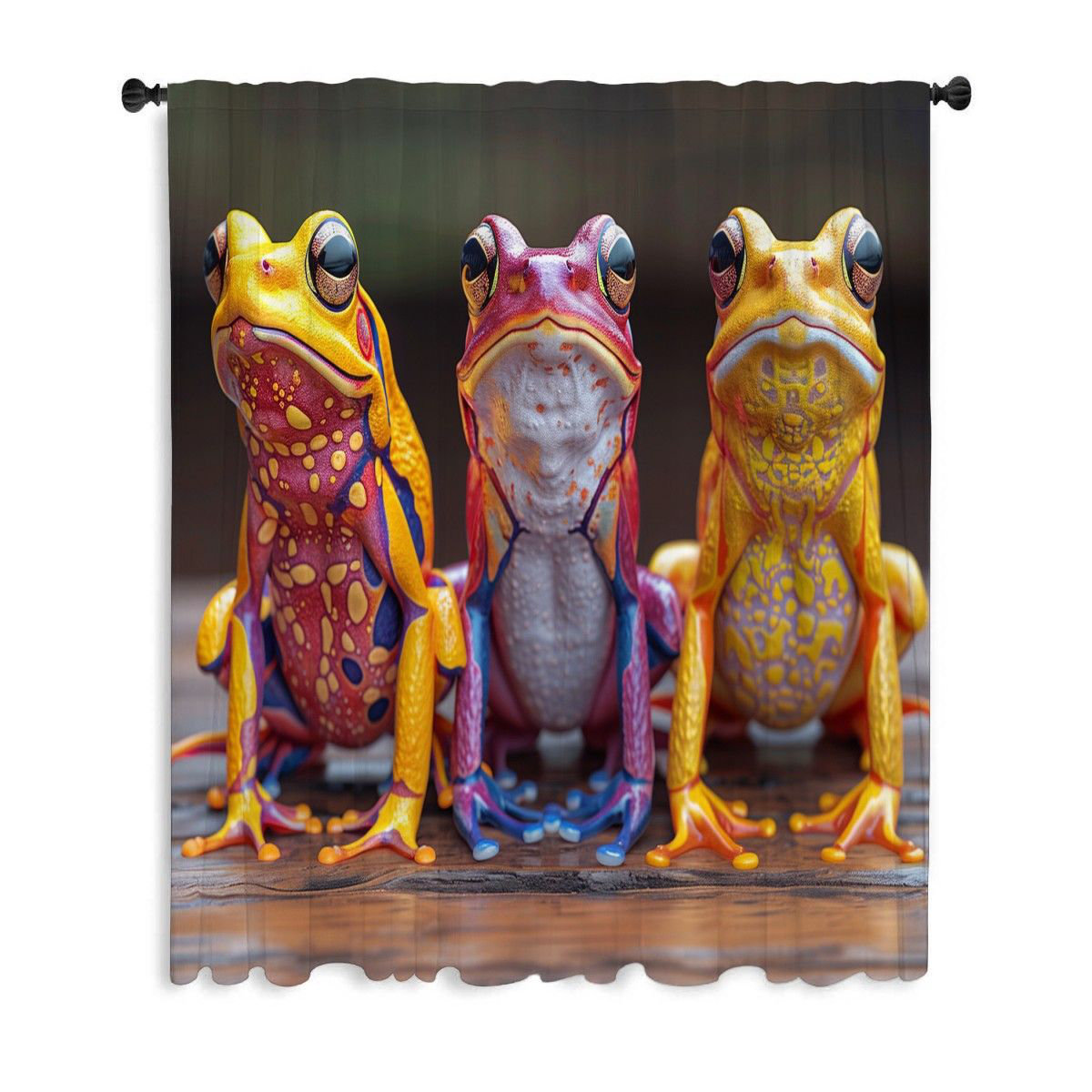 East Urban Home Frogs Window Curtains, Animal Blockout & Sheer Curtains ...