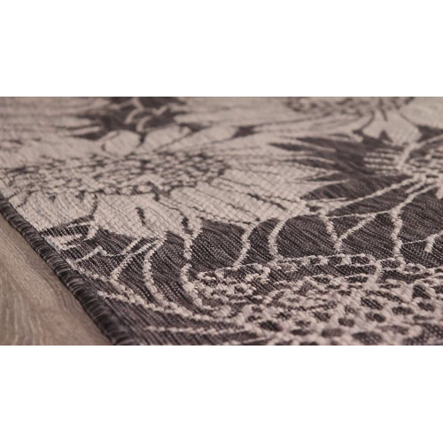 Rosalind Wheeler Carmel Sunflower Field Indoor/Outdoor Rug Black ...