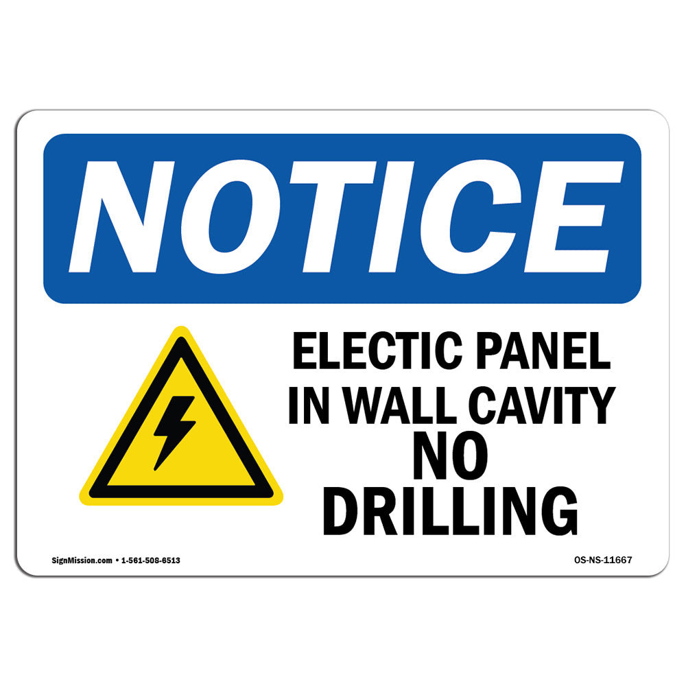SignMission OSHA Notice - Electrical Panel in Wall Cavity Sign with ...