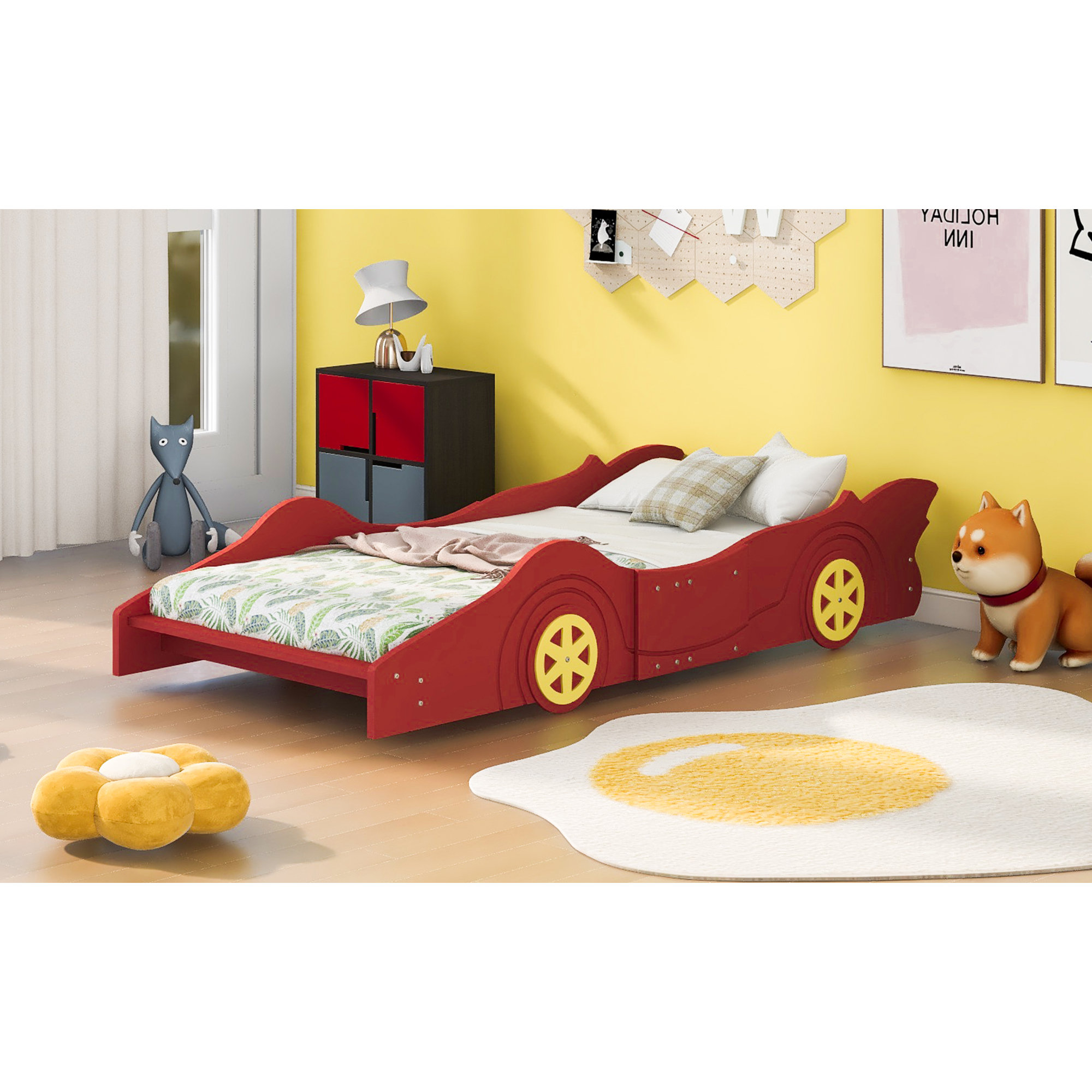 Alcott Hill® Eye-catching Twin Race Car Bed High-quality Pinewood Child ...