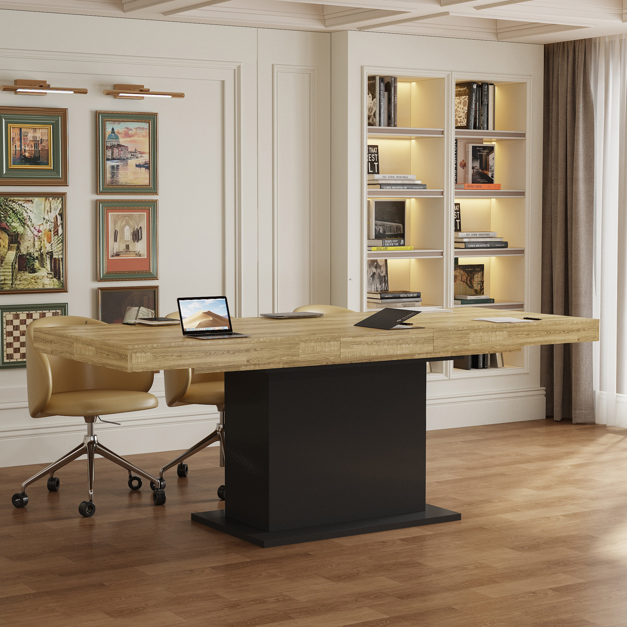 Ebern Designs 78.7'' Wide Expandable Conference Table For 6-8 People ...