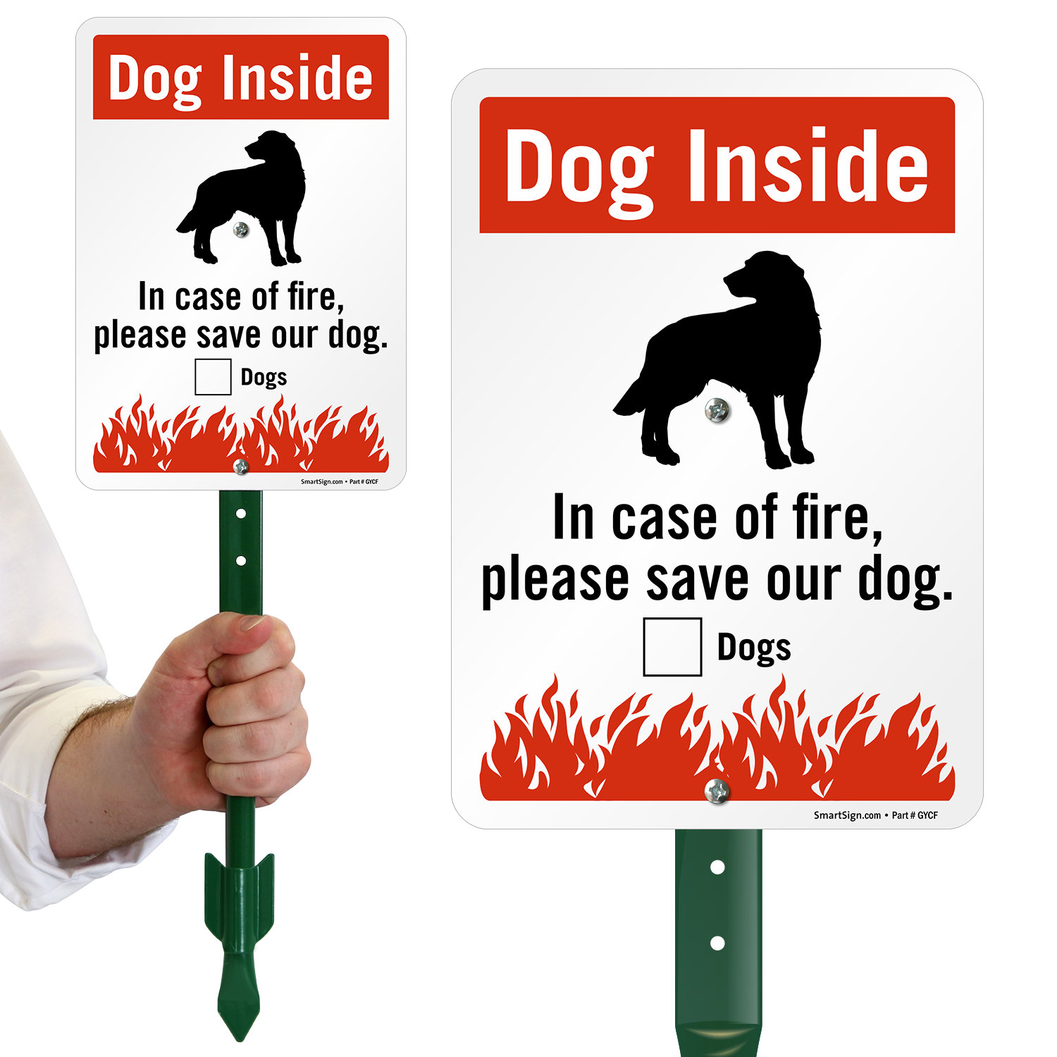 SmartSign Dog Inside, in Case of Fire Please Save Our Dog Sign and ...