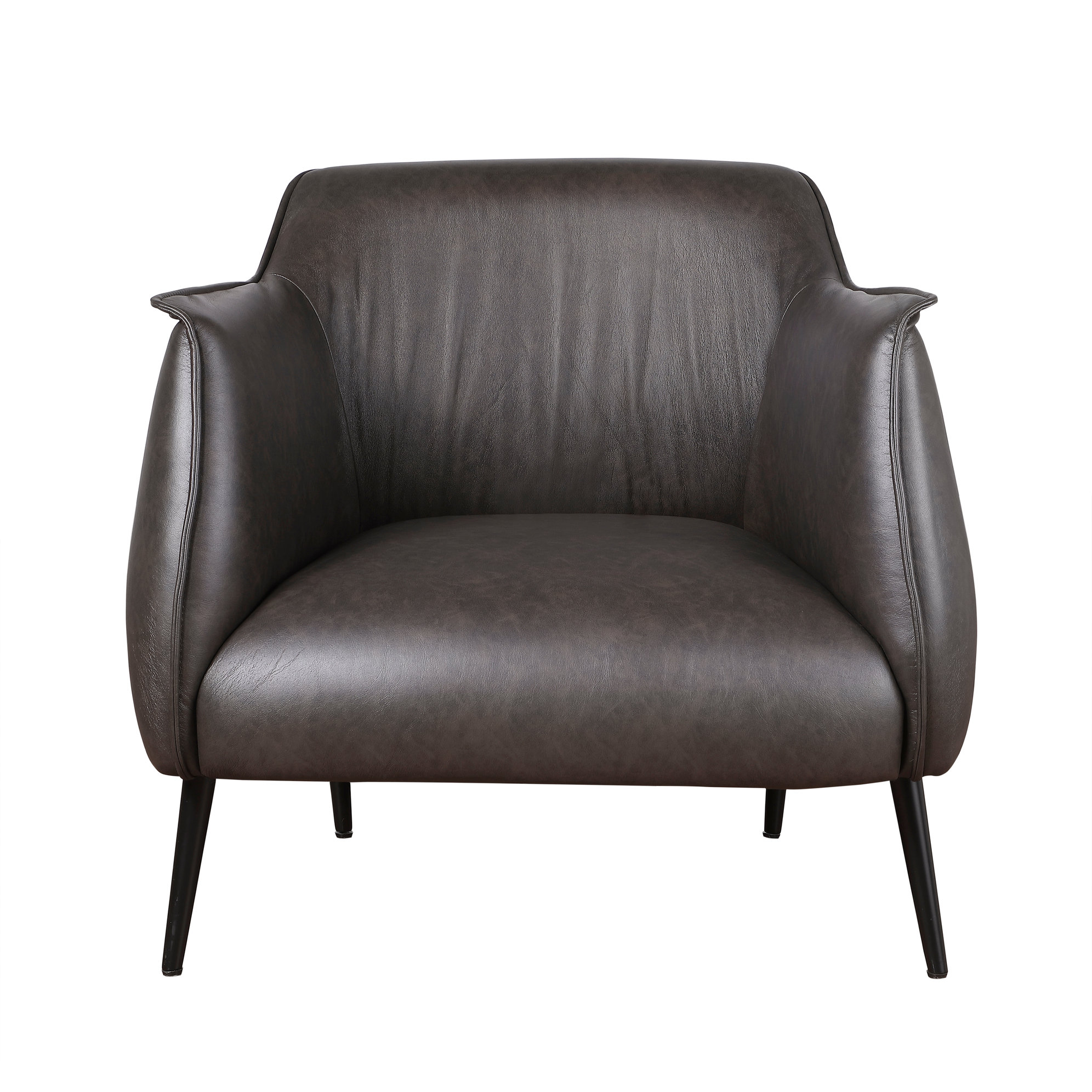 fengshu Brown Faux Leather Chair With Robust Metal Legs, Home ...