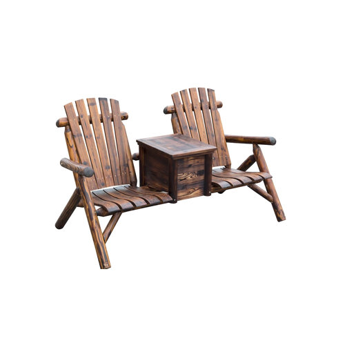 Millwood Pines Gwen Solid Wood Double Adirondack Chair with Table ...
