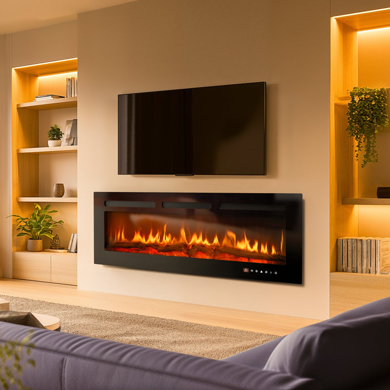 Rebrilliant Pahl Recessed Wall Mounted Electric Indoor Fireplace with ...