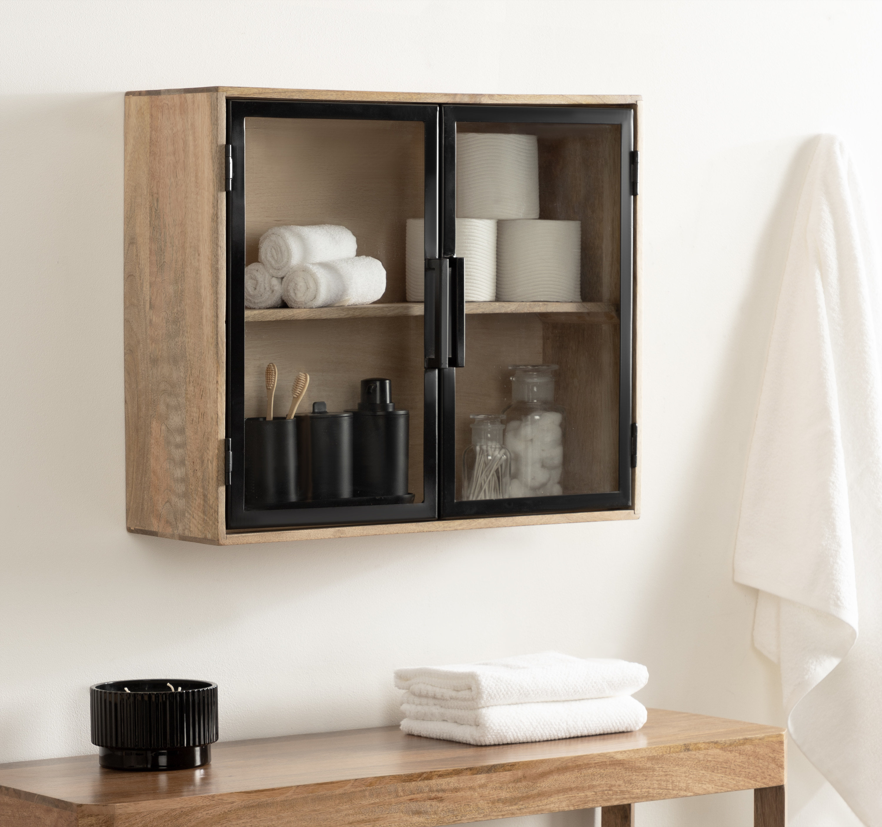 Latitude Run® Brogan Modern Storage Wall Cabinet with Glass Doors | Wayfair