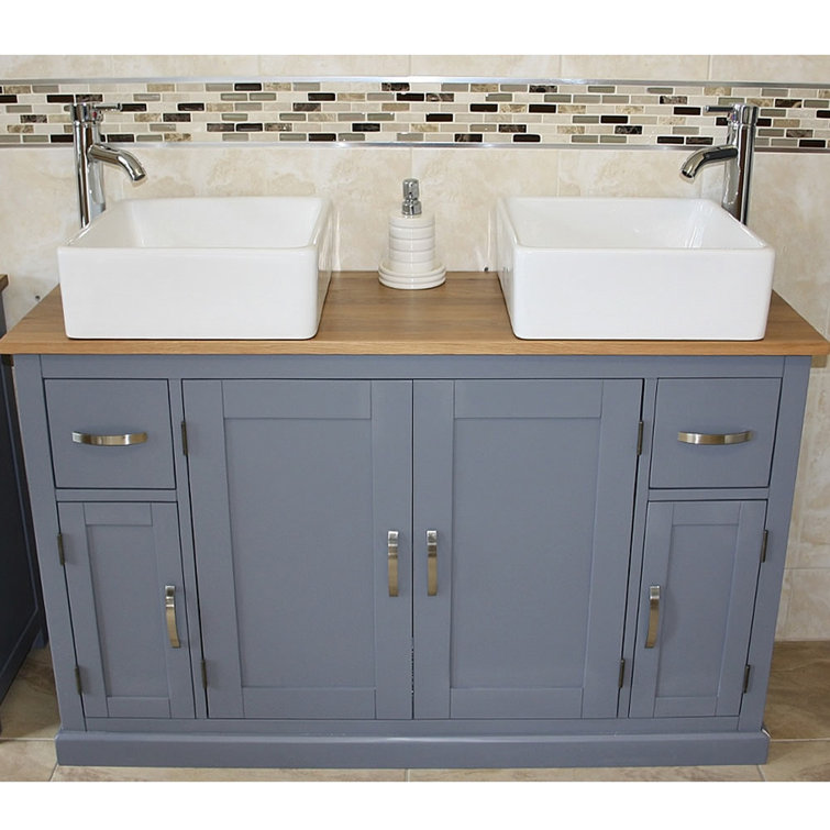 Ebern Designs Solid Beech 1230mm Free-standing Double Vanity | Wayfair ...