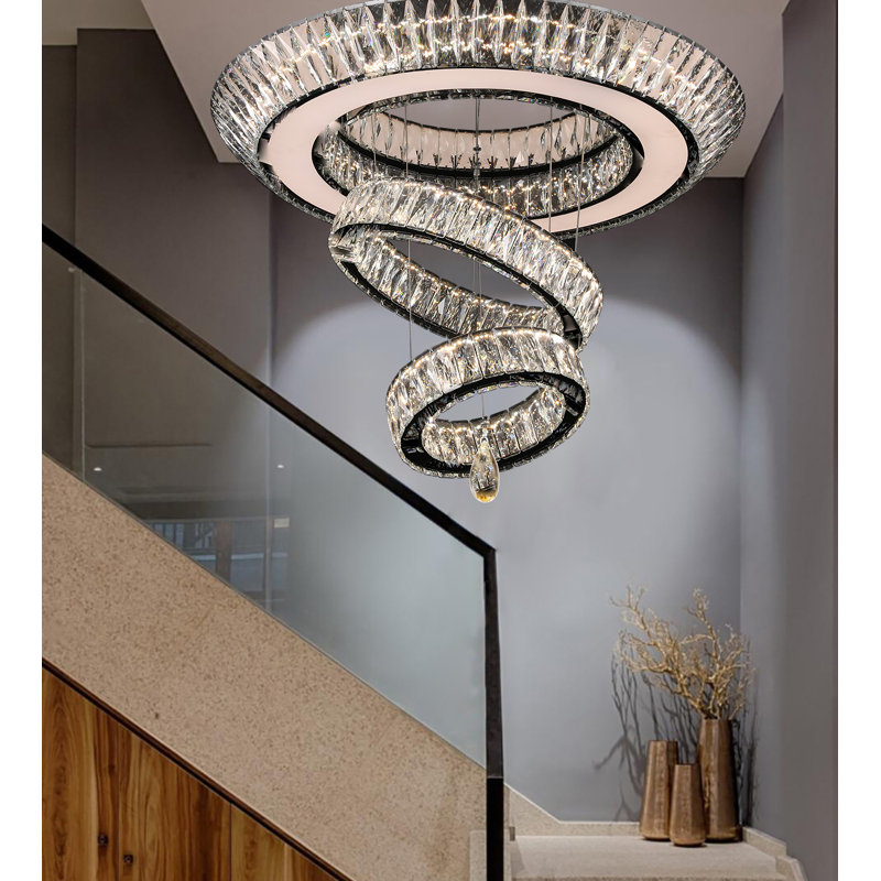 Rosdorf Park Jaimmie 32 Inch Modern Large Ring Crystal Chandelier ...