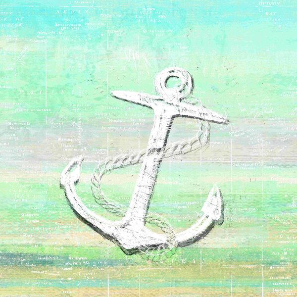 Breakwater Bay " Rustic Anchor " Painting Print | Wayfair