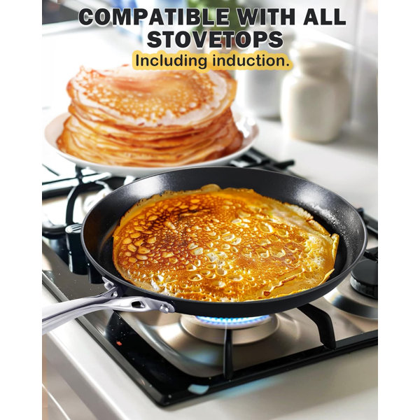 Cooks Standard Crepe Pan Hard Anodized Ceramic Nonstick Pancake Pan, 10 ...