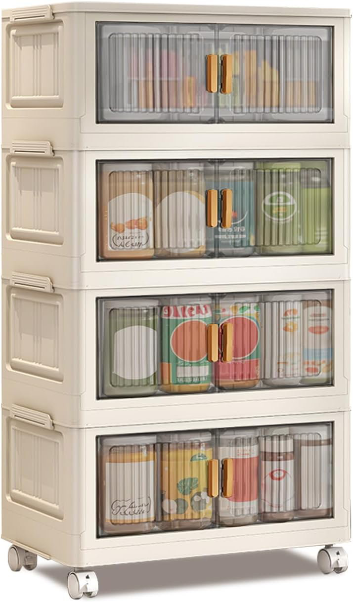 Rebrilliant 4 Tier Stackable Storage Bins, Foldable Collapsible Storage ...