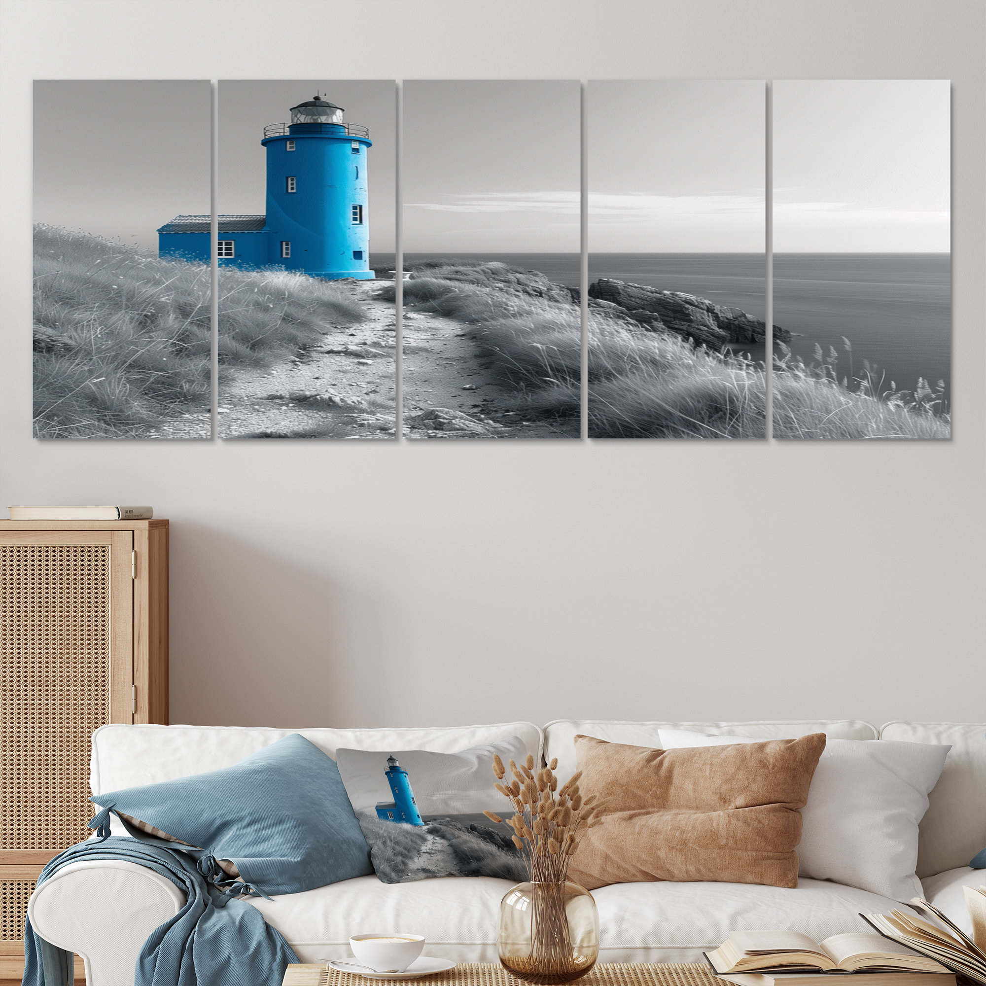 Breakwater Bay Blue Monochrome Lighthouse Photo In Winter IV ...