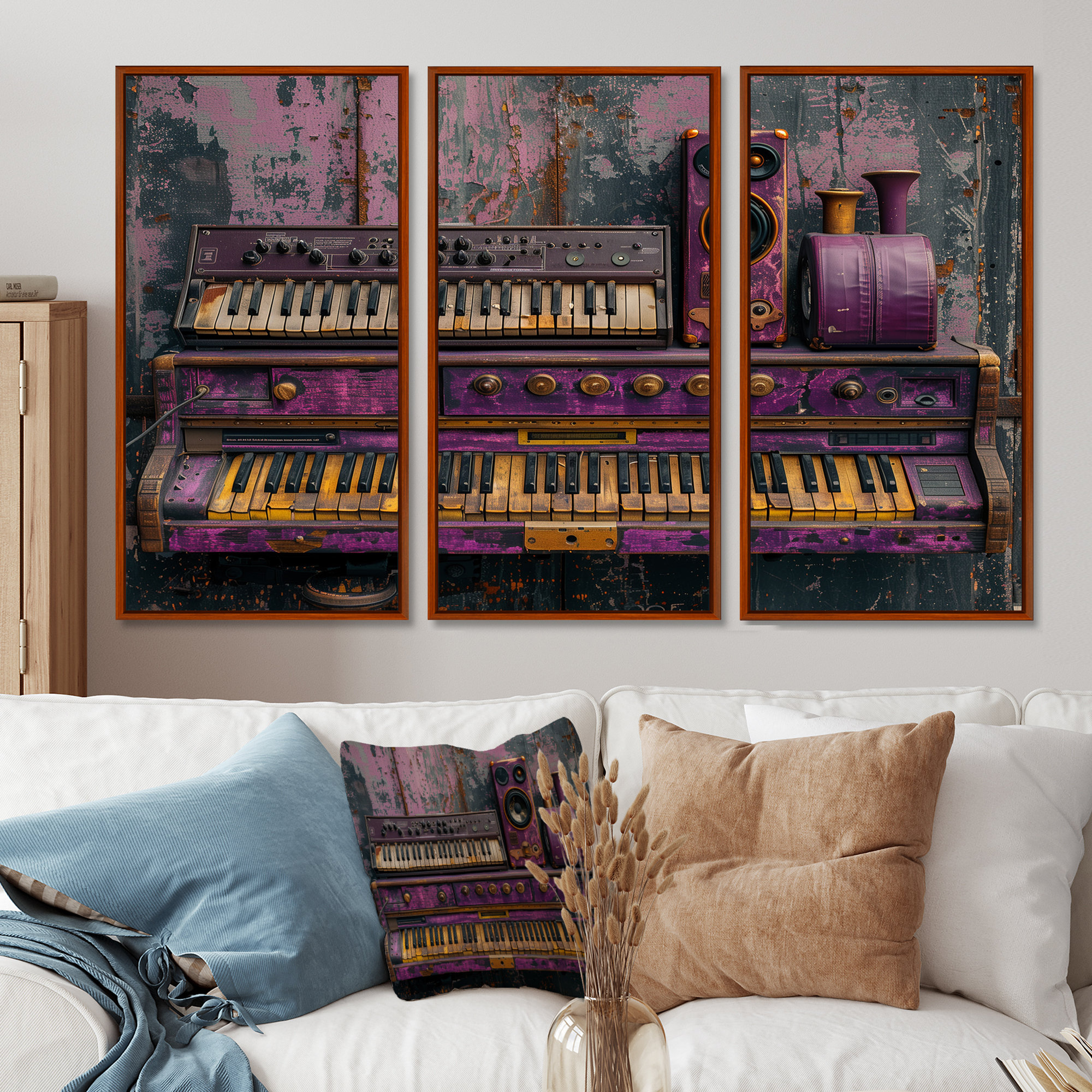 Williston Forge Purple Gold Music Instument Keyboard - Music Wall Art ...