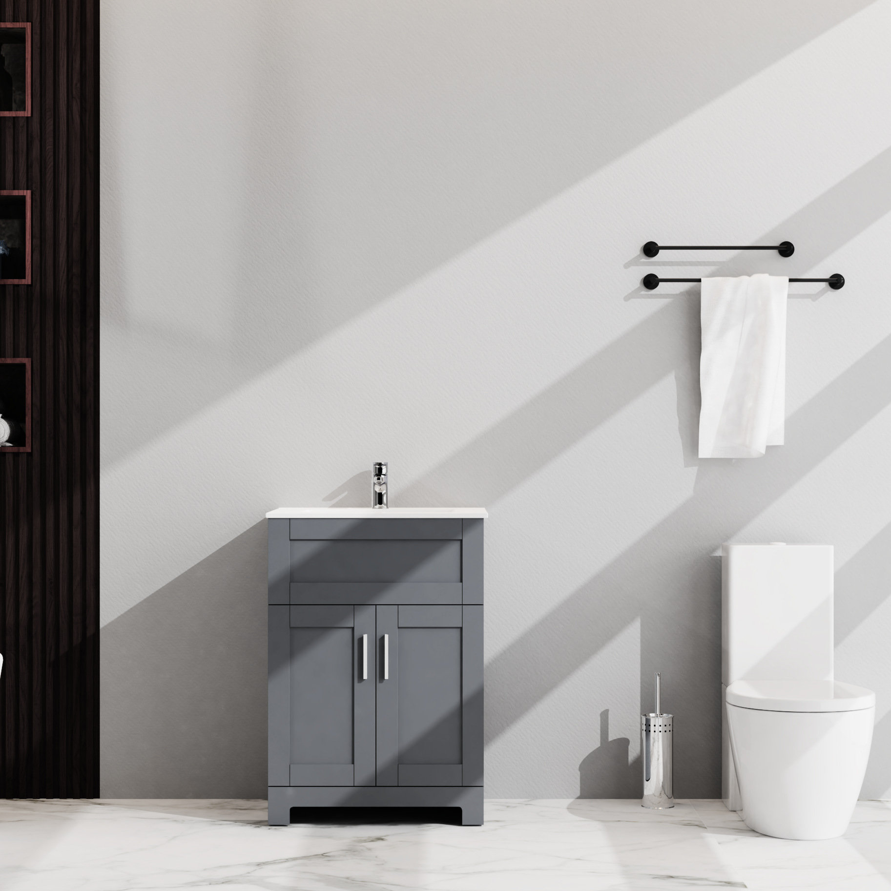 Latitude Run® 24" Gray Bathroom Cabinet With Sink - Build Sophisticated ...