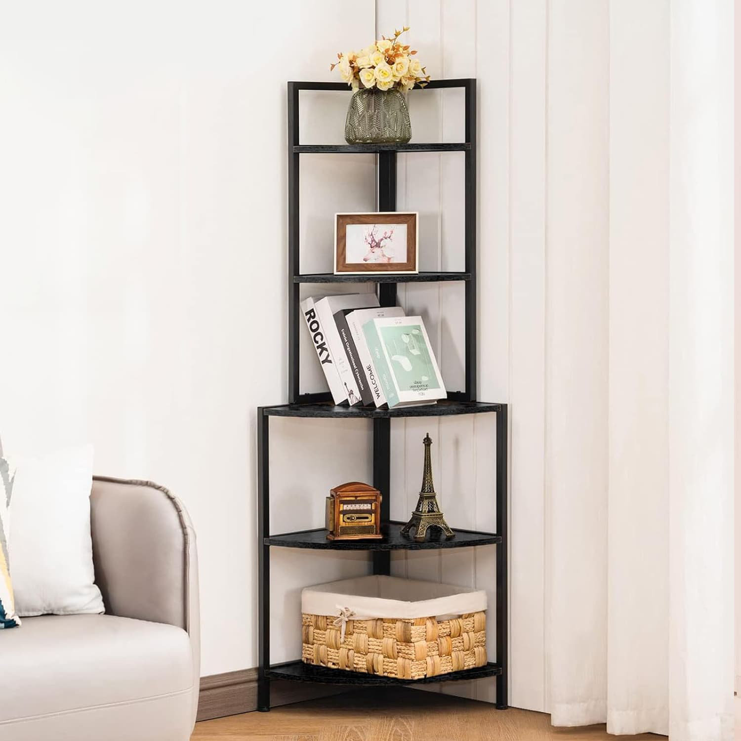 Ebern Designs 5-level corner bookshelf, industrial corner bookshelf ...